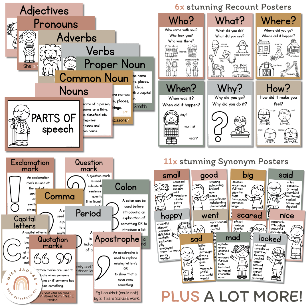 Neutral Toned English Posters Bundle | Boho Colour Palette - Default ...