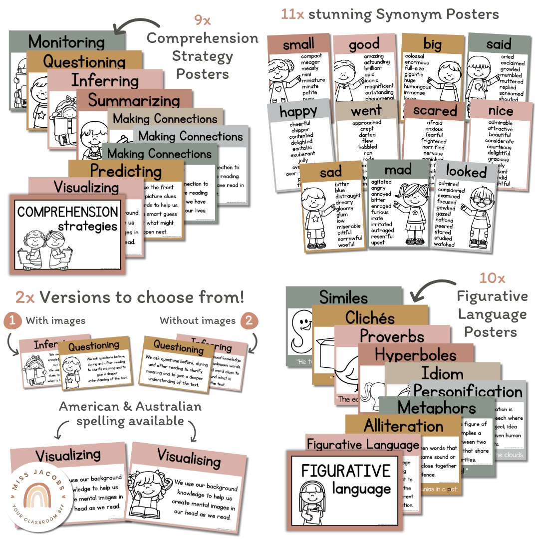 Boho Neutrals Collection English Posters Decor - Miss Jacobs