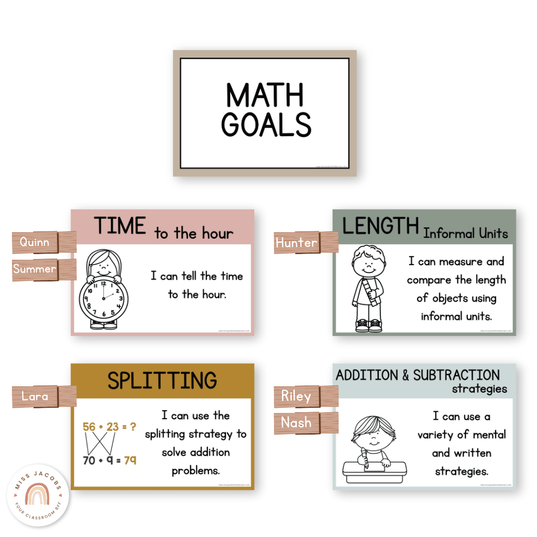 Neutral Toned Student Goal Posters Bundle | Neutral Classroom Decor