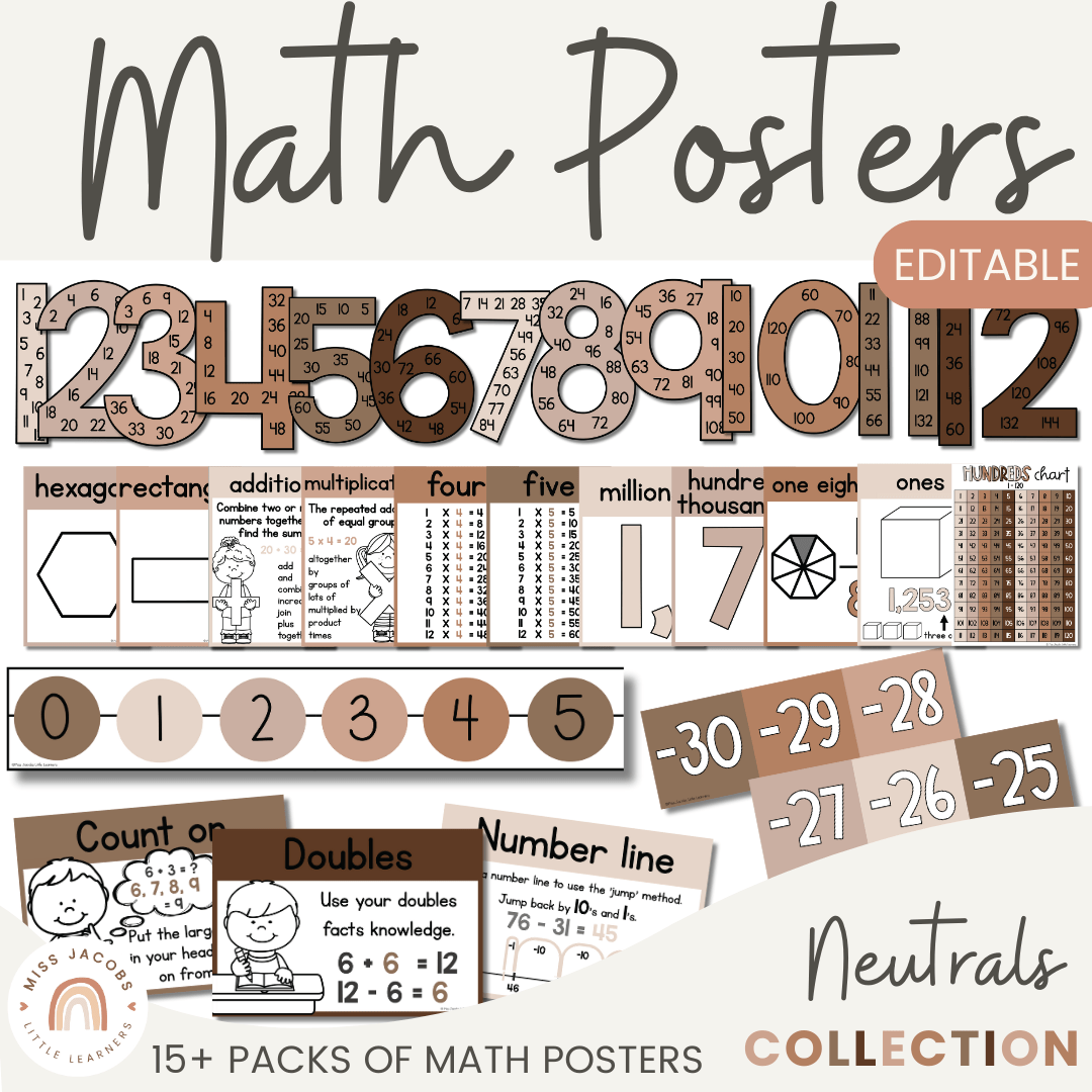 Neutrals Collection Math Posters Decor - Miss Jacobs Little Learners