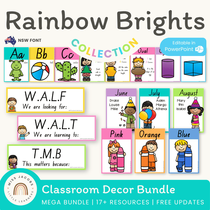Rainbow Brights Classroom Decor – Miss Jacobs Little Learners