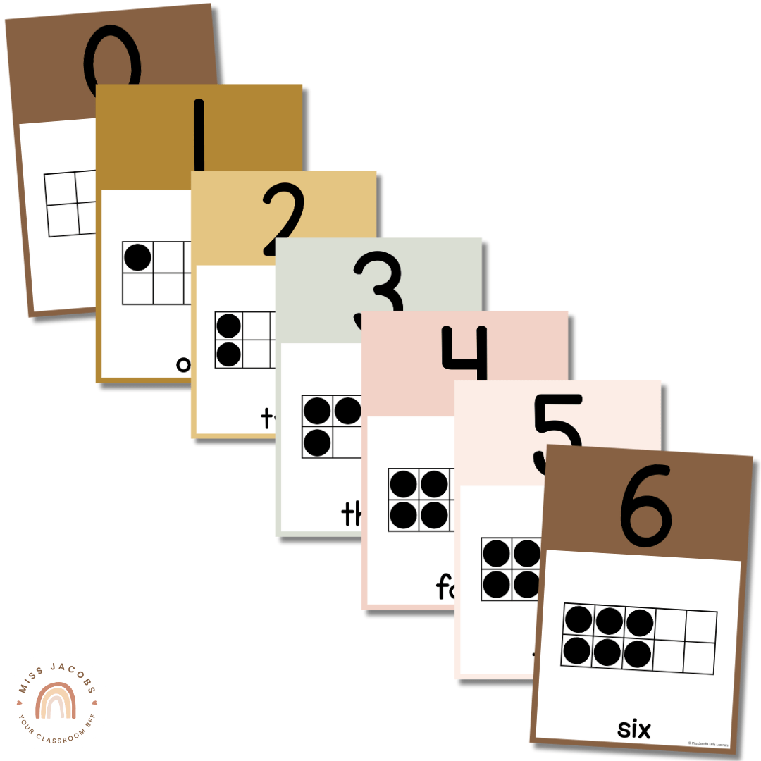 Number Posters with Ten Frames - Daisy Neutrals Decor