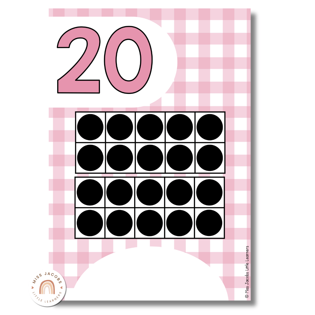 Number Posters with Ten Frames - Daisy Gingham Pastels Decor