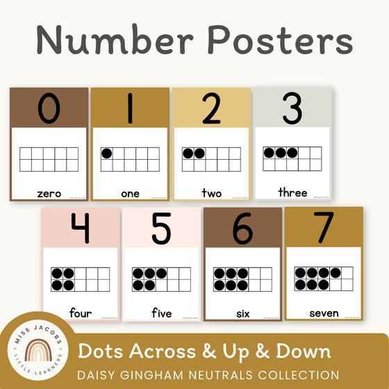 Number Posters with Ten Frames - Daisy Neutrals Decor – Miss Jacobs ...
