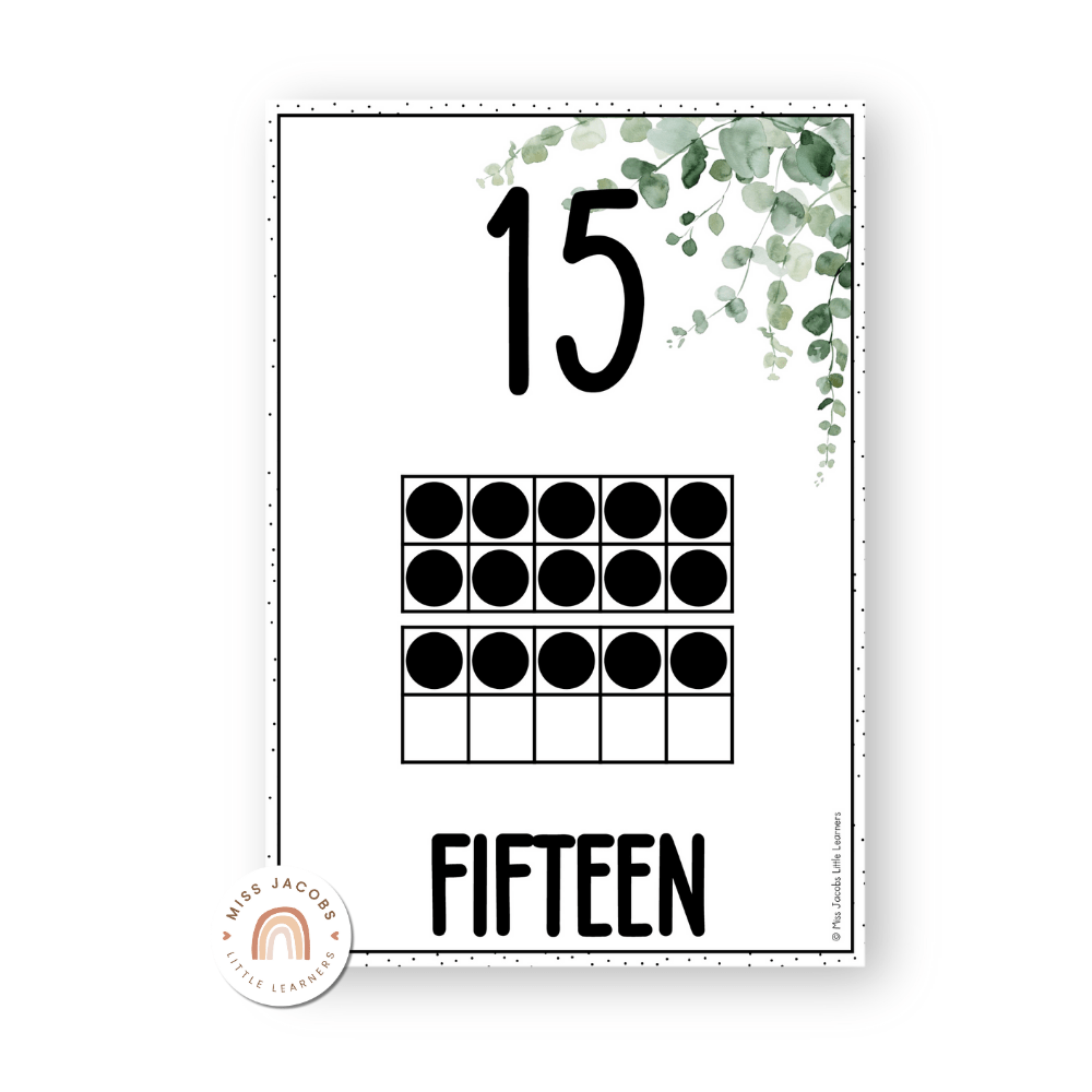 Number Posters with Ten Frames - Modern Botanical - Miss Jacobs