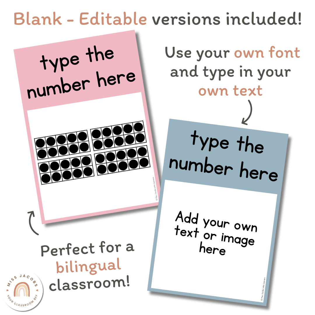 Number Posters with Ten Frames - Pastel Theme - Miss Jacobs