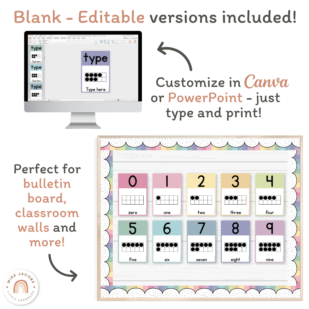 Number Posters with Ten Frames - Pastel Theme - Miss Jacobs