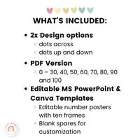 Number Posters with Ten Frames - Spotty Pastel Theme - Miss Jacobs