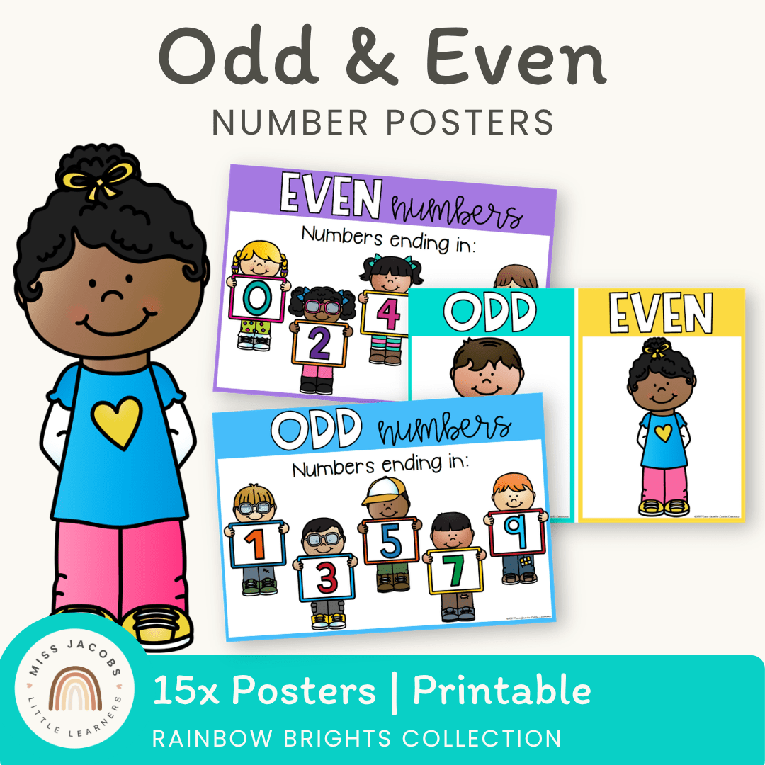 Odd and Even Number Posters | Rainbow Classroom Decor – Miss Jacobs ...