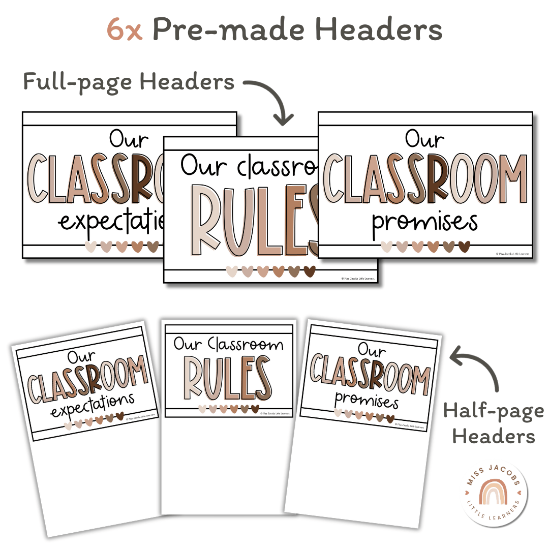 Ombre Neutrals Classroom Rules Posters