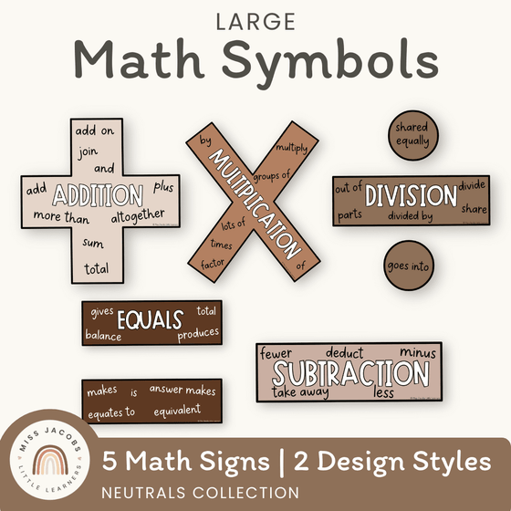 Ombre Neutrals Large Math Symbols – Miss Jacobs Little Learners