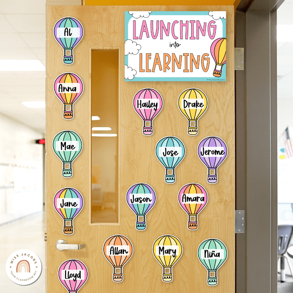Pastel Hot Air Balloon Door Display Classroom Decor - Miss Jacobs