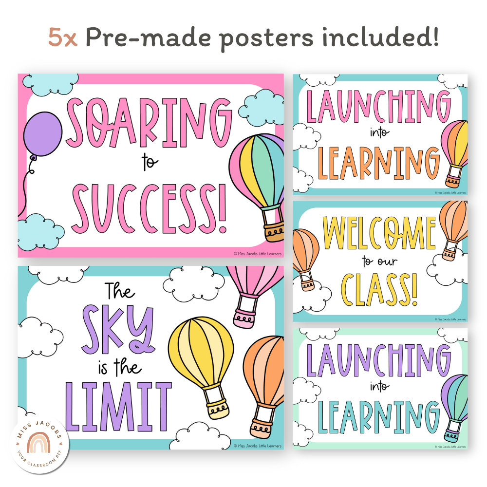 Pastel Hot Air Balloon Door Display Classroom Decor - Miss Jacobs