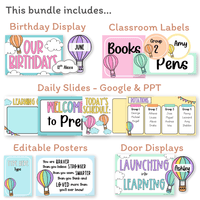 Pastel Hot Air Balloon Theme Classroom Essentials Decor Pack - MJLL ...