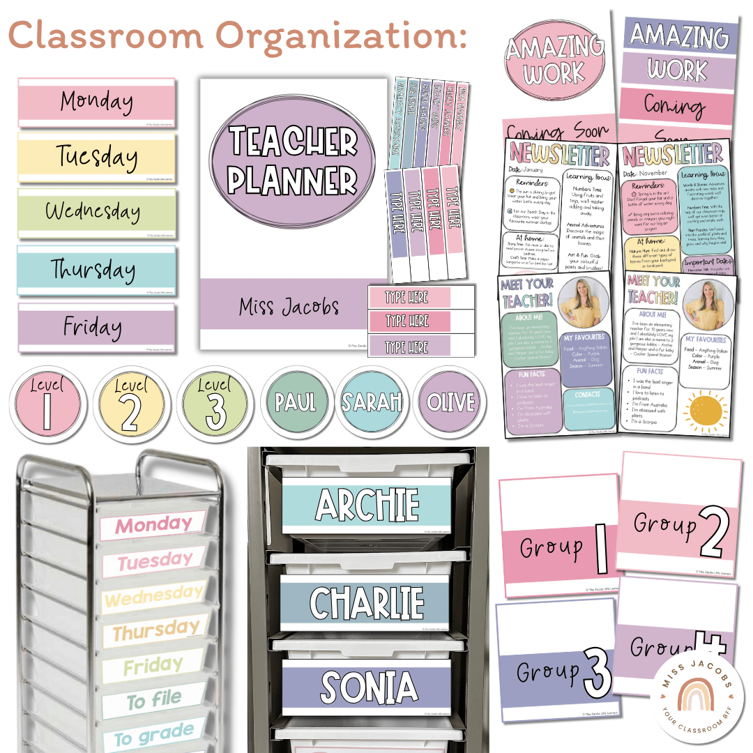 Simply Pastel Classroom Decor - Muted Rainbow Colors - Miss Jacobs