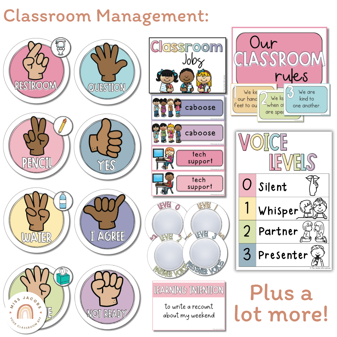 Simply Pastel Classroom Decor - Muted Rainbow Colors - Miss Jacobs