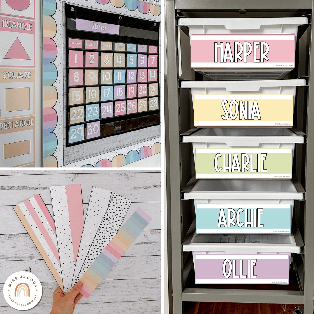 PASTELS Classroom Decor BUNDLE | Muted Rainbow Decor - Miss Jacobs ...