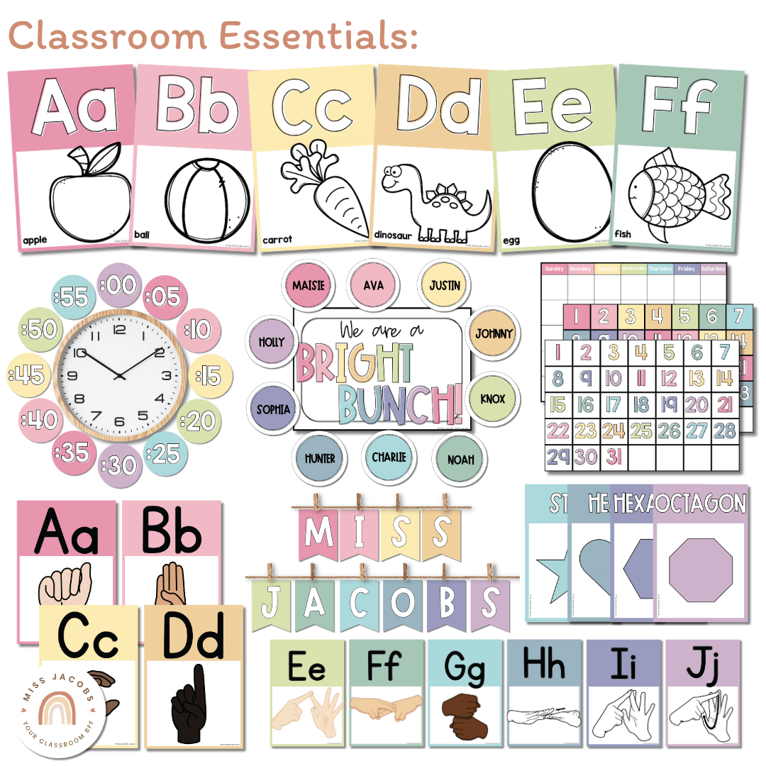 Simply Pastel Classroom Decor - Muted Rainbow Colors - Miss Jacobs