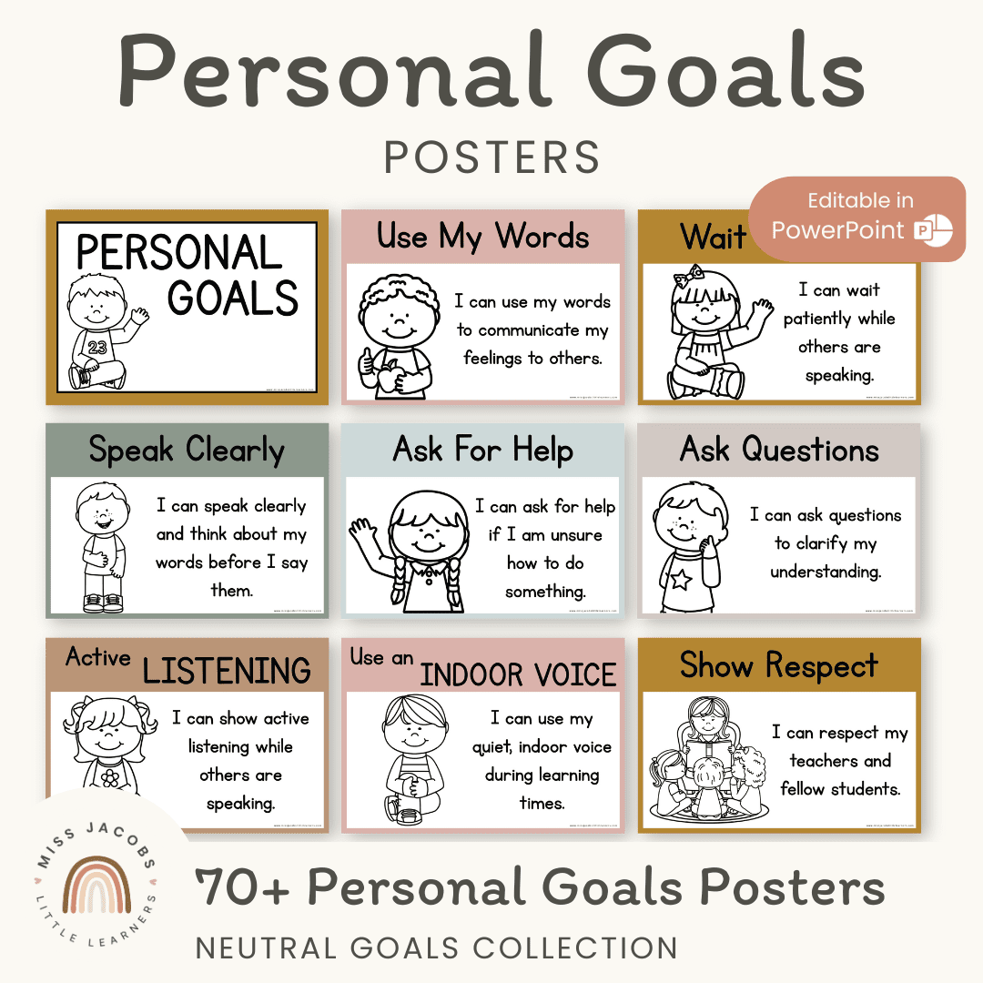 Personal Goals Posters | Neutral Toned Classroom Decor – Miss Jacobs ...