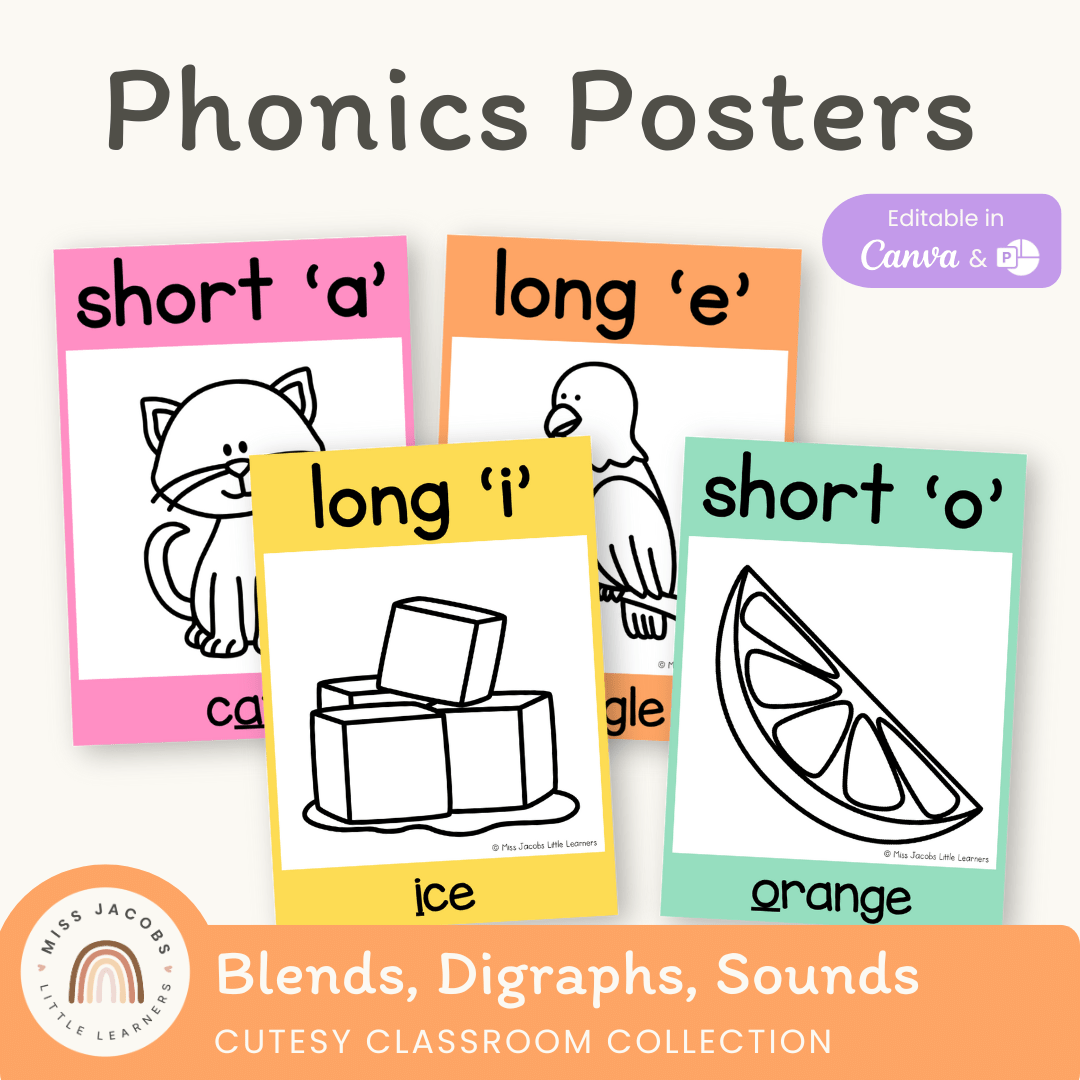 Phonics Posters - Cutesy Classroom Theme - Miss Jacobs