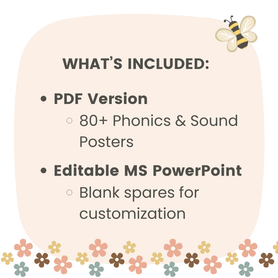 Phonics Posters - Daisy Gingham Neutrals Decor