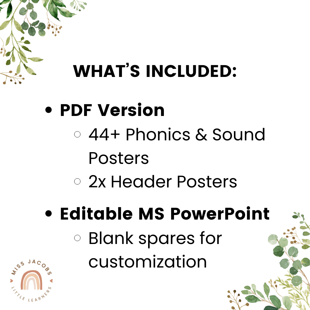 Phonics Posters - Modern Botanical Classroom Decor