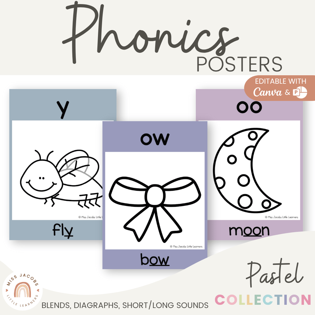Phonics Posters - Pastel Classroom Theme - Miss Jacobs