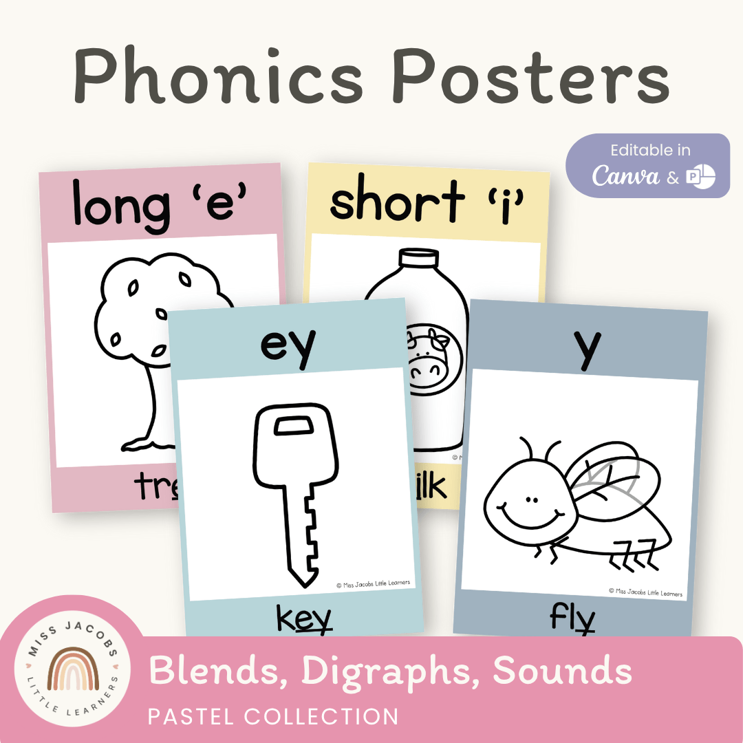 Phonics Posters - Pastel Classroom Theme - Miss Jacobs