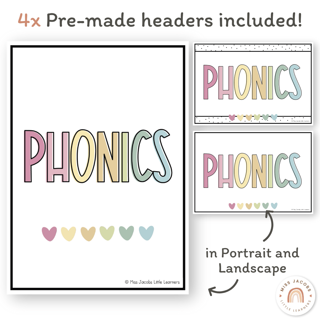 Phonics Posters - Pastel Classroom Theme - Miss Jacobs