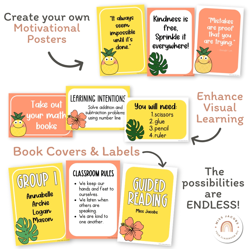 Pineapple Theme Classroom Essentials Decor Pack - Miss Jacobs