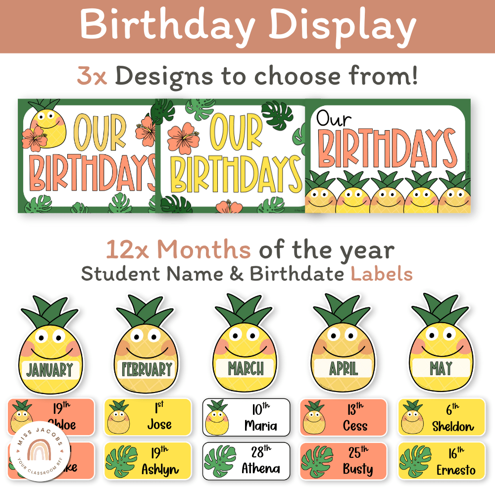 Pineapple Theme Classroom Essentials Decor Pack - Miss Jacobs