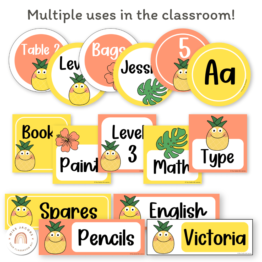 Pineapple Theme Classroom Essentials Decor Pack - Miss Jacobs