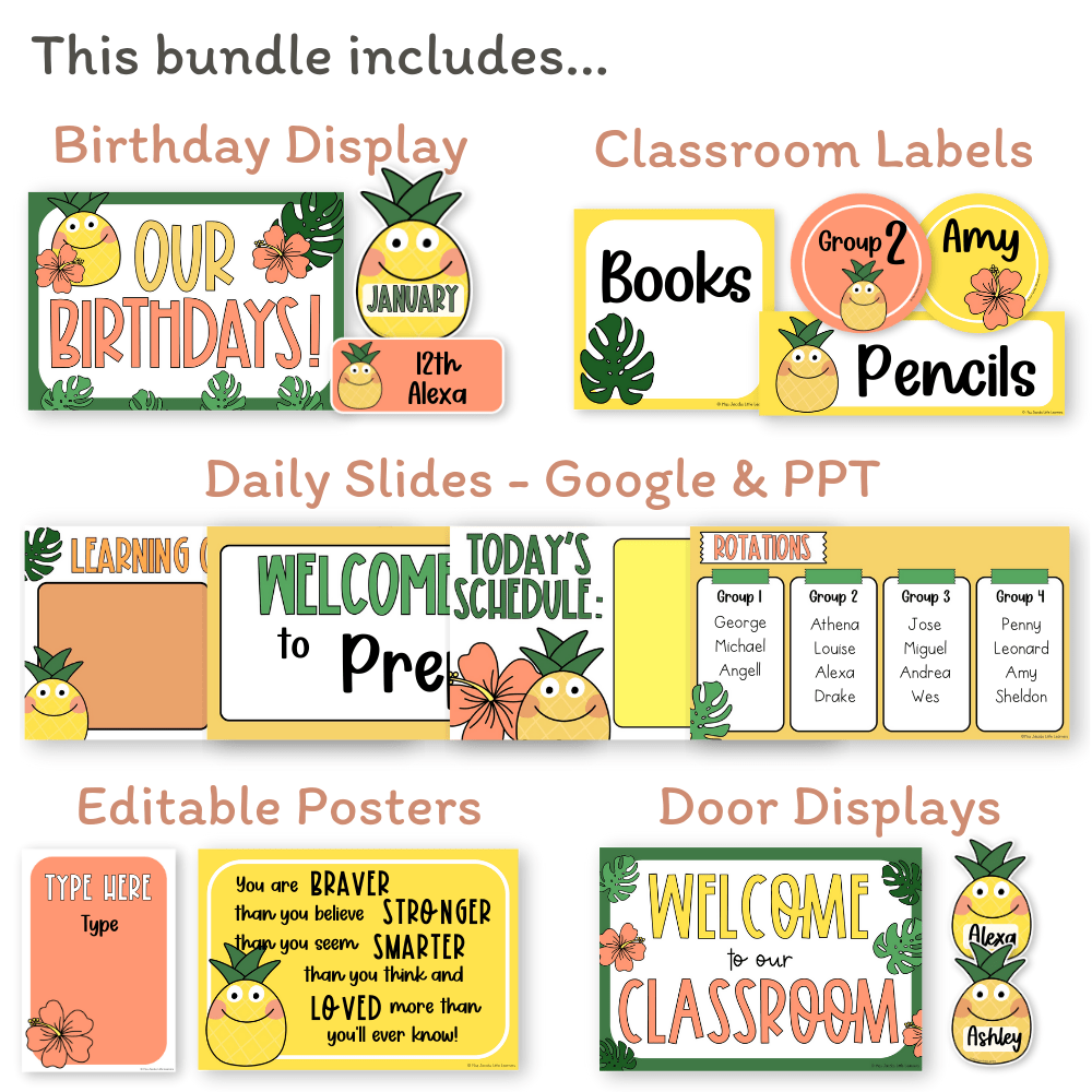 Pineapple Theme Classroom Essentials Decor Pack - Miss Jacobs