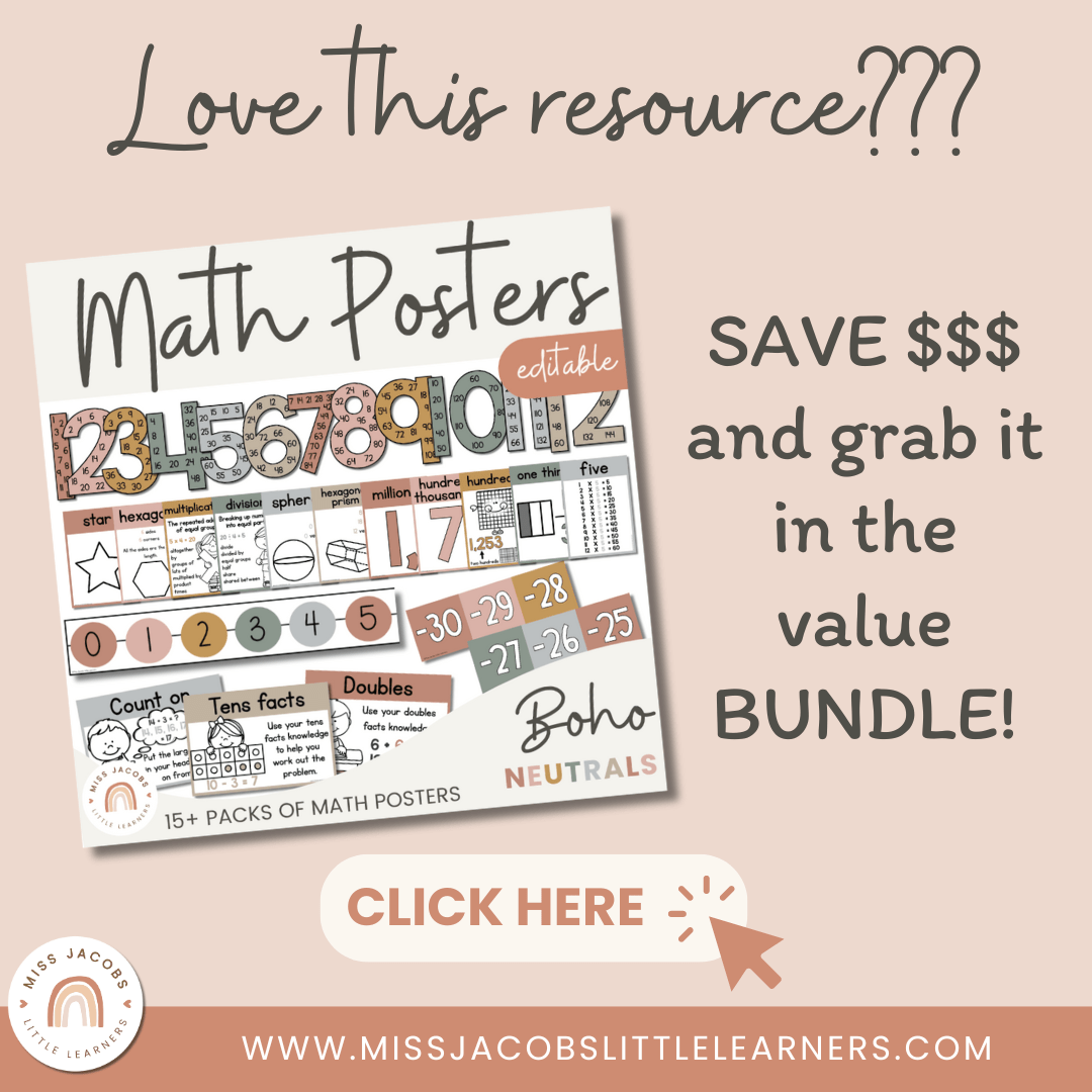 Place Value with Decimals Wall Display - Boho Neutrals Theme - MJLL