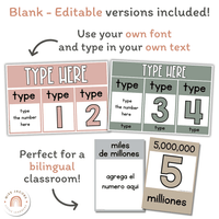 Place Value with Decimals Wall Display - Boho Neutrals Theme - MJLL