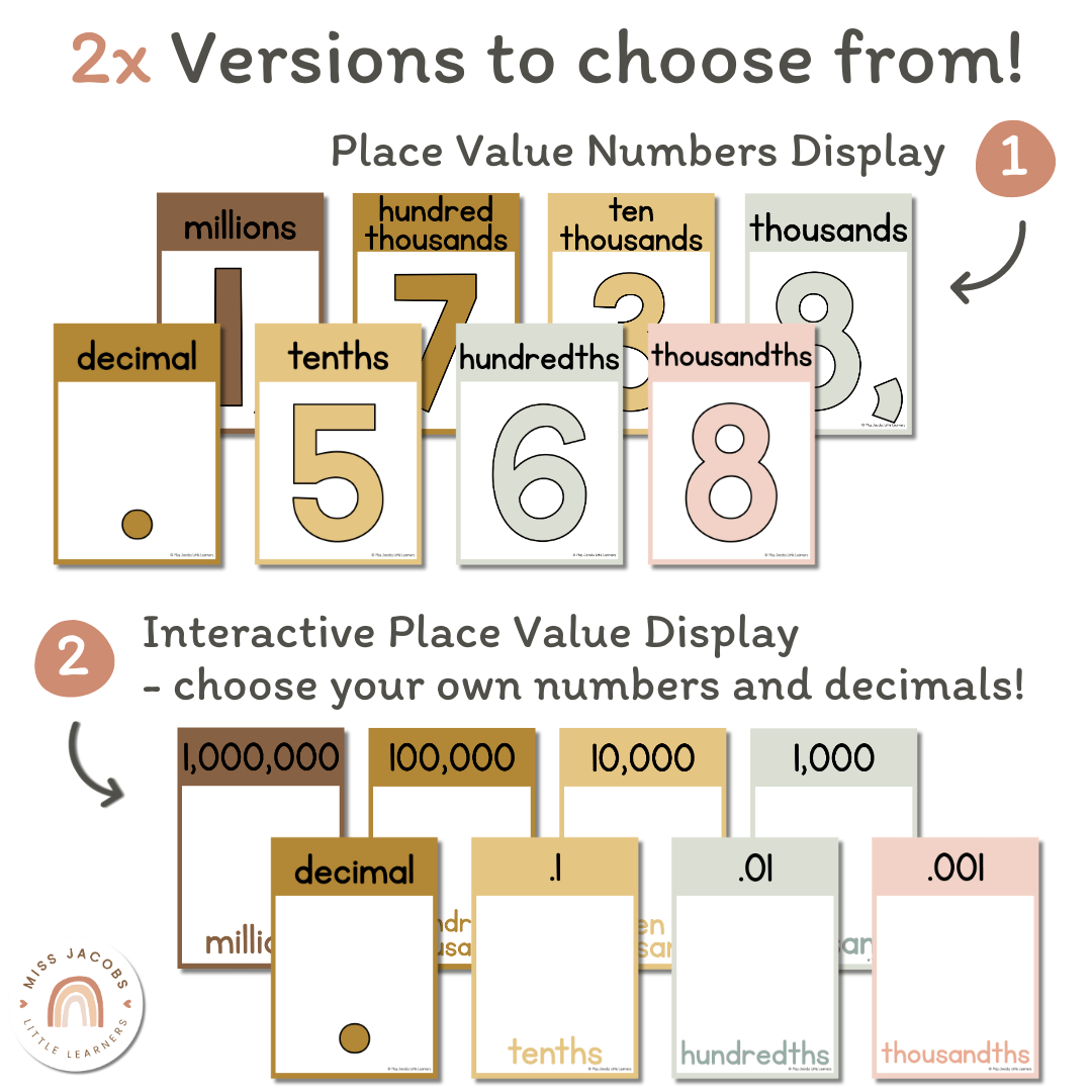 Place Value Posters Bulletin Board Display | Daisy Gingham Neutral Mat ...