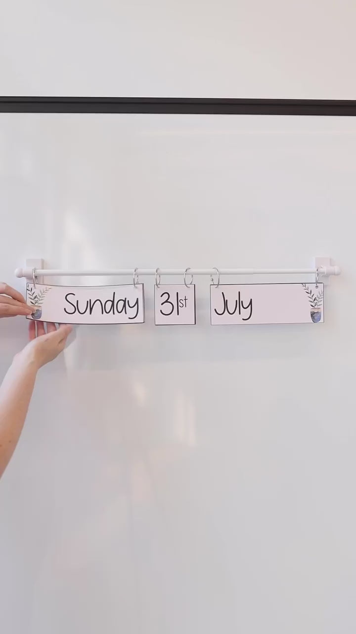 Flip Calendar - Boho Plants Classroom Decor