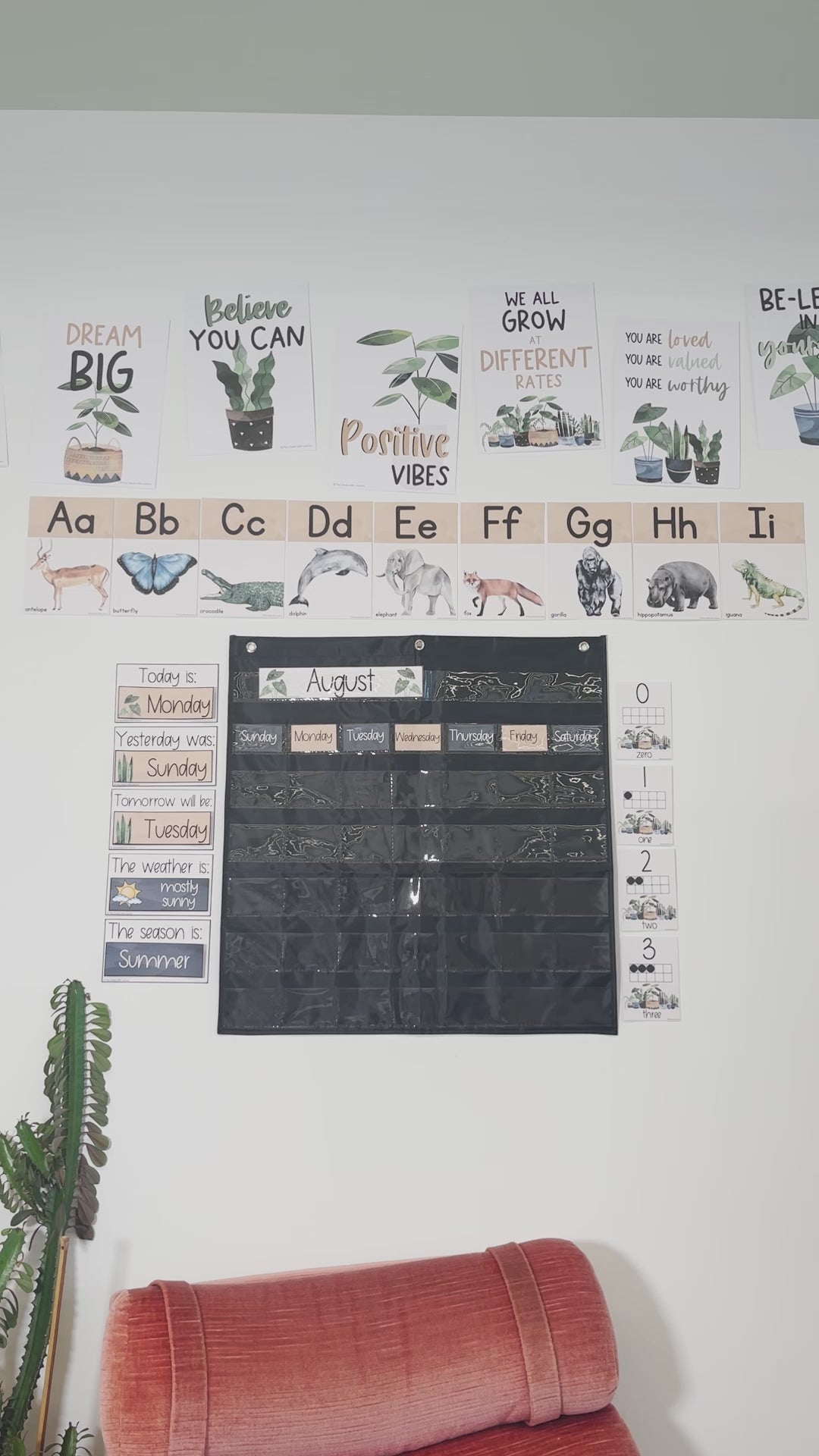 Calendar & Weather Display - Boho Plants Classroom Decor