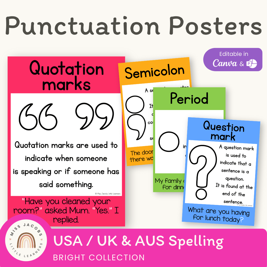 Punctuation Posters - Bright Theme - Miss Jacobs