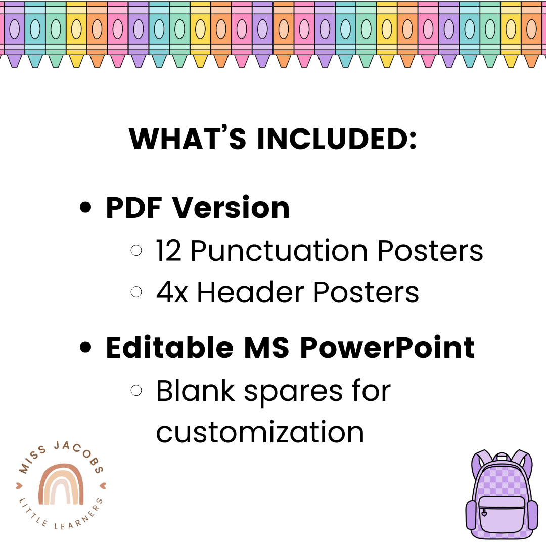 Punctuation Posters - Cutesy Classroom Theme - Miss Jacobs - Default Title