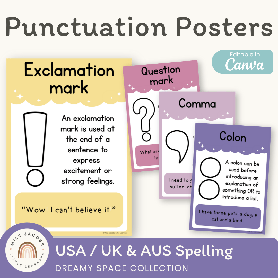 Punctuation Posters - Dreamy Space Theme - Miss Jacobs