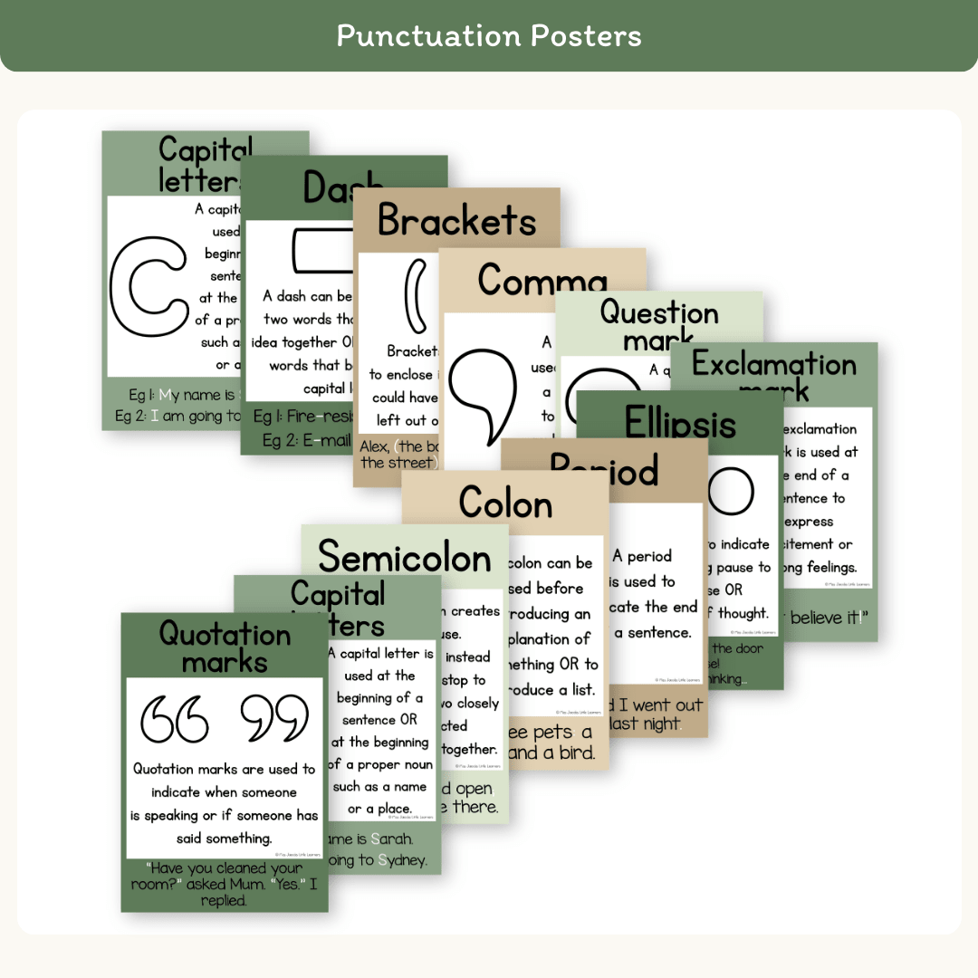 Punctuation Posters - Modern Botanical Classroom Theme - Miss Jacobs ...