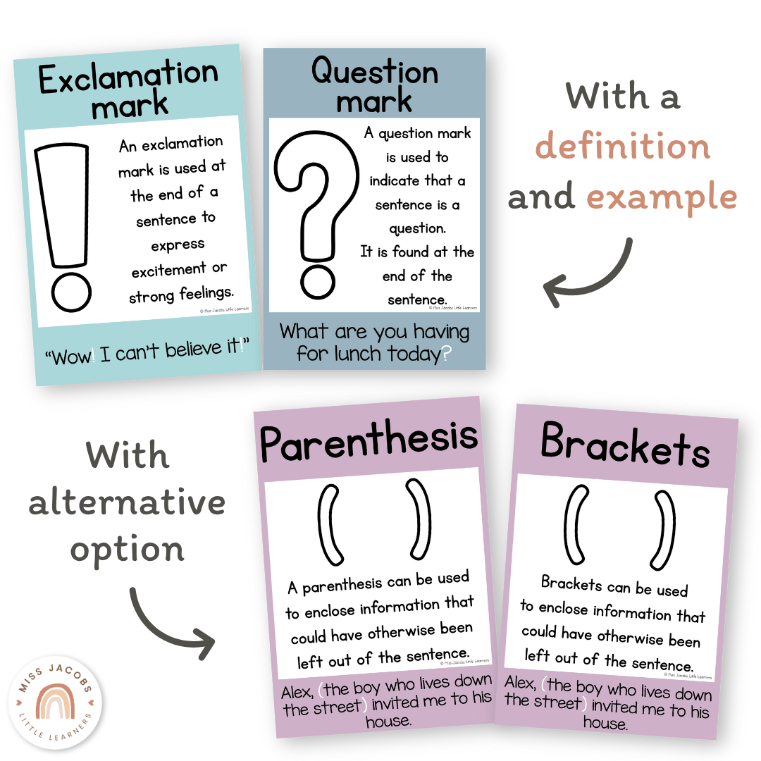 Punctuation Posters - Pastel Classroom Theme - Miss Jacobs