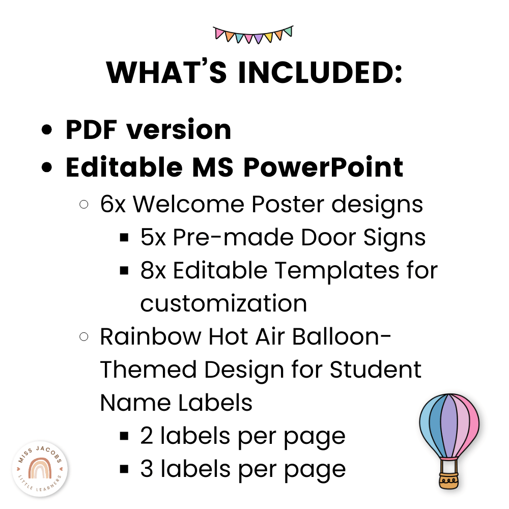 Rainbow Hot Air Balloon Door Display Classroom Decor - Miss Jacobs