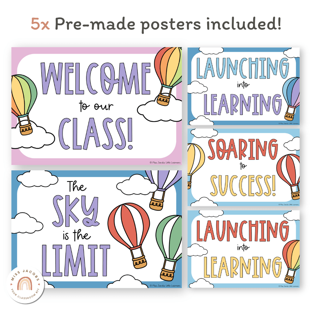 Rainbow Hot Air Balloon Door Display Classroom Decor - Miss Jacobs