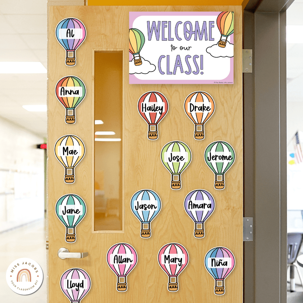 Rainbow Hot Air Balloon Door Display Classroom Decor - Miss Jacobs