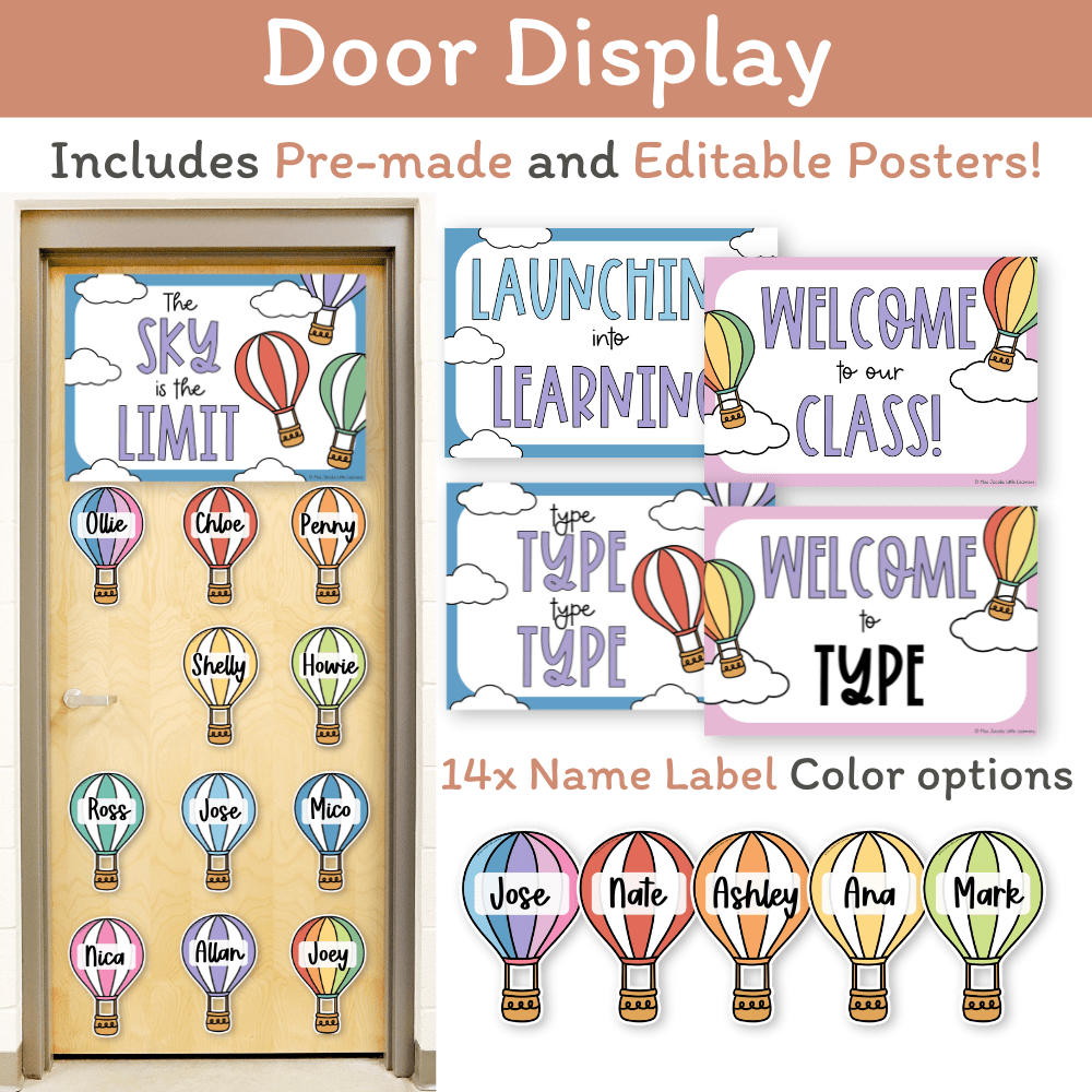 Rainbow Hot Air Balloon Theme Classroom Essentials Decor Pack - MJLL ...