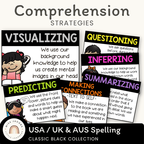 Reading Comprehension Posters {Black Strip} – Miss Jacobs Little Learners