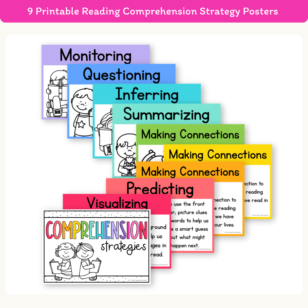 Reading Comprehension Strategies Posters - Bright Theme - MJLL – Miss ...