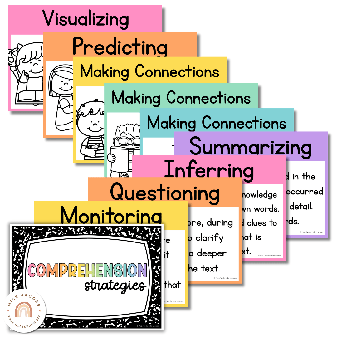 Reading Comprehension Strategies Posters - Cutesy Classroom Theme - MJLL